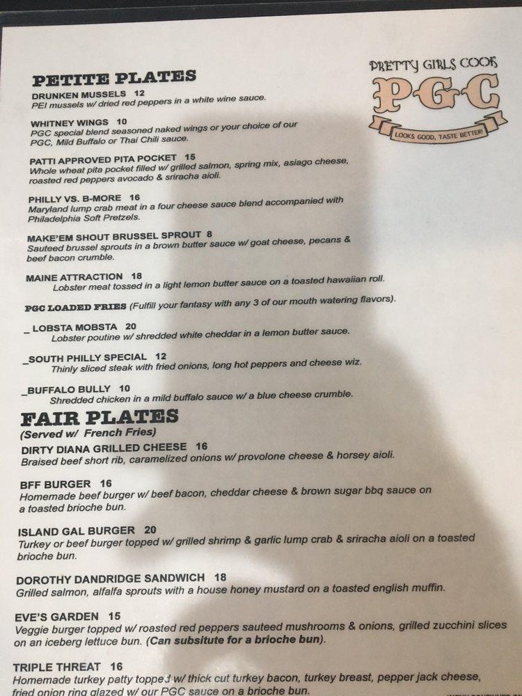 Menu at Pretty Girls Cook restaurant, Philadelphia