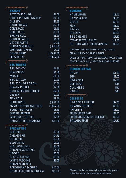 Menu at The Flying Fish fast food, Alexander Heights