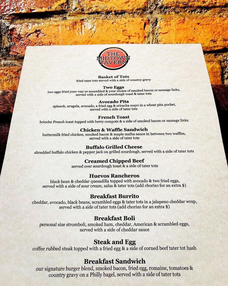 Menu at The Midtown Tavern pub & bar, Harrisburg
