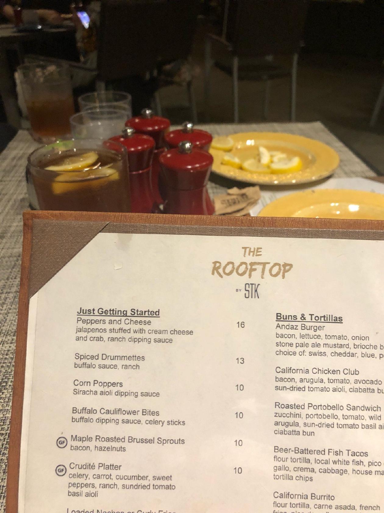 Menu at The Rooftop by STK pub & bar, San Diego
