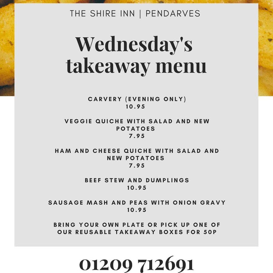 Menu at The Shire Inn pub & bar, Camborne