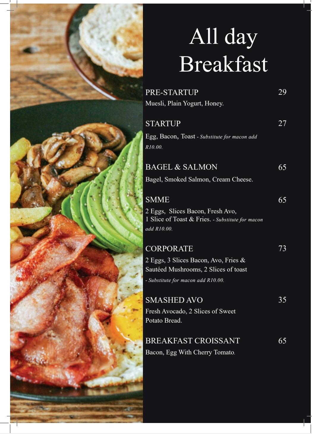 Menu at Corp Cafe Portside, Cape Town