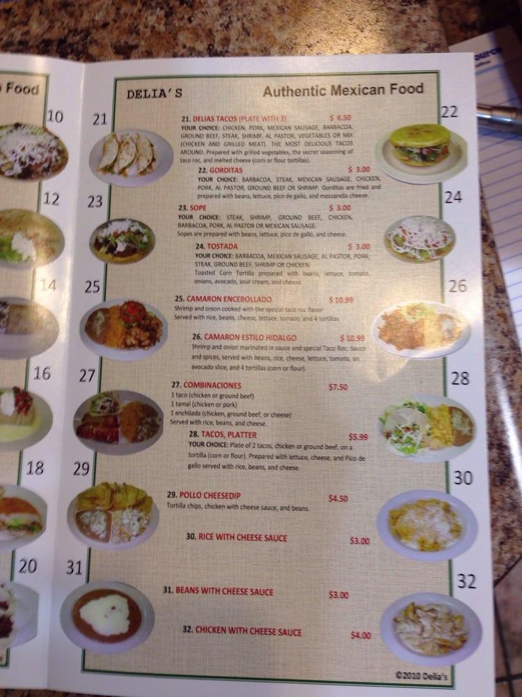 Menu at Delia's Mexican Food restaurant, Soddy-Daisy