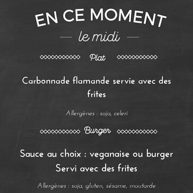 Menu at The B-side restaurant, Lille
