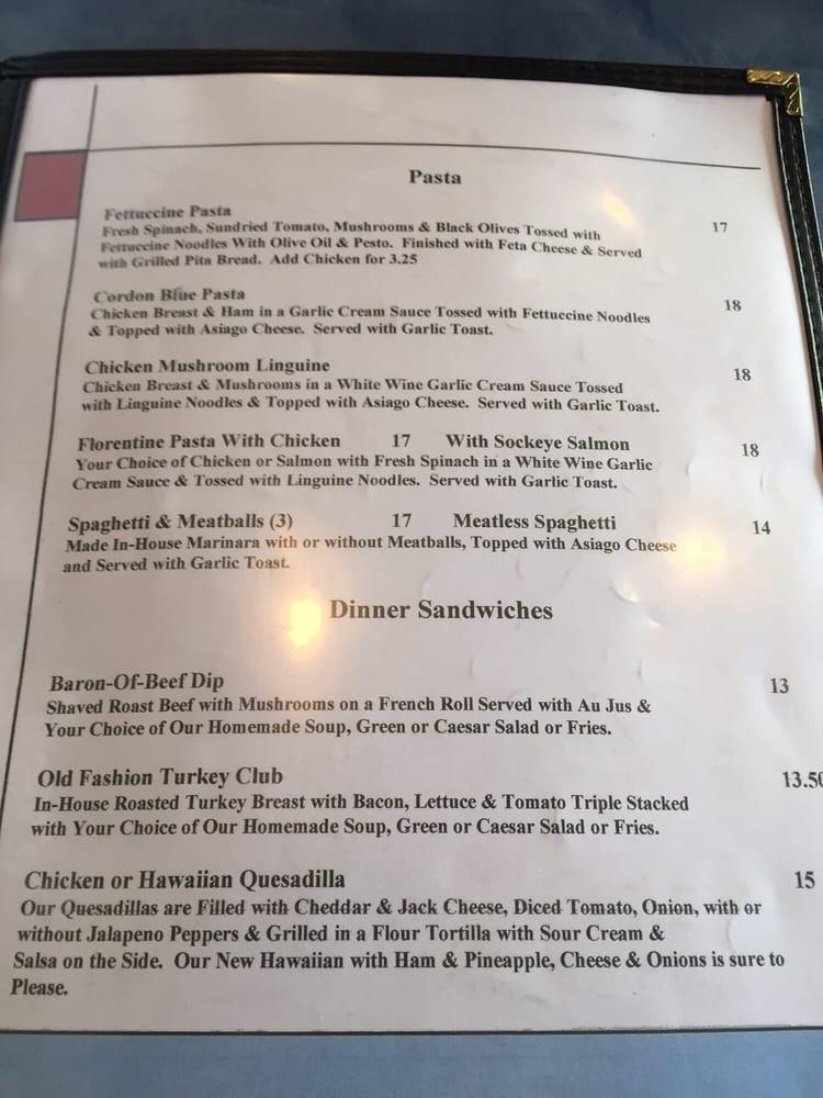 Menu at Mom's Cafe, Sooke