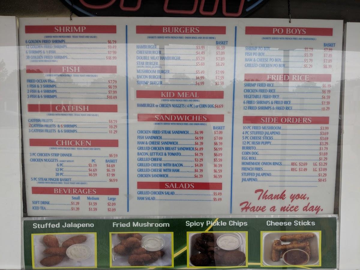 Menu at Star Burger & Shrimp Galley restaurant, Pasadena