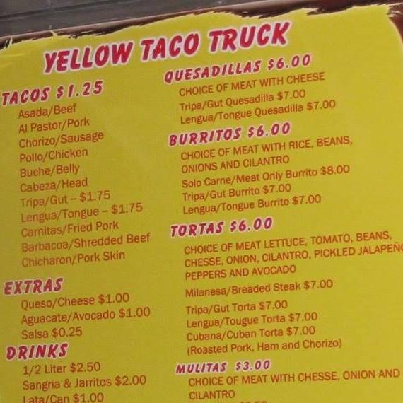 Menu at White Taco Truck restaurant, Rowland Heights, Jellick Ave