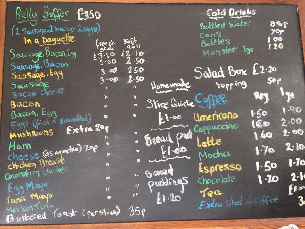 Menu at Buffers Sandwich Bar and Coffee Shop, Dover