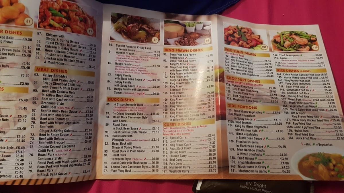 Menu at China Palace restaurant, Rugby
