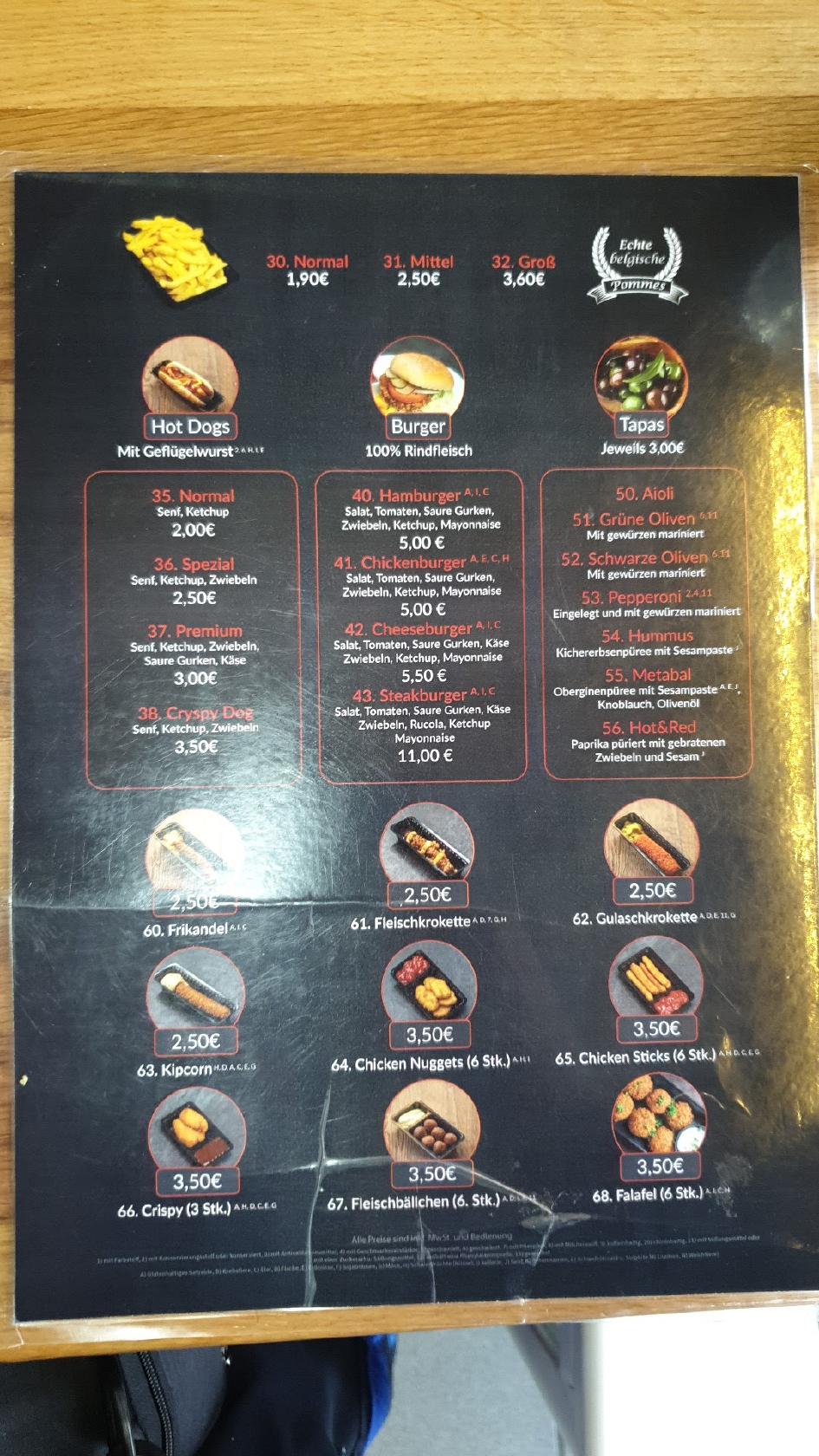 Menu at Food Station, Aachen