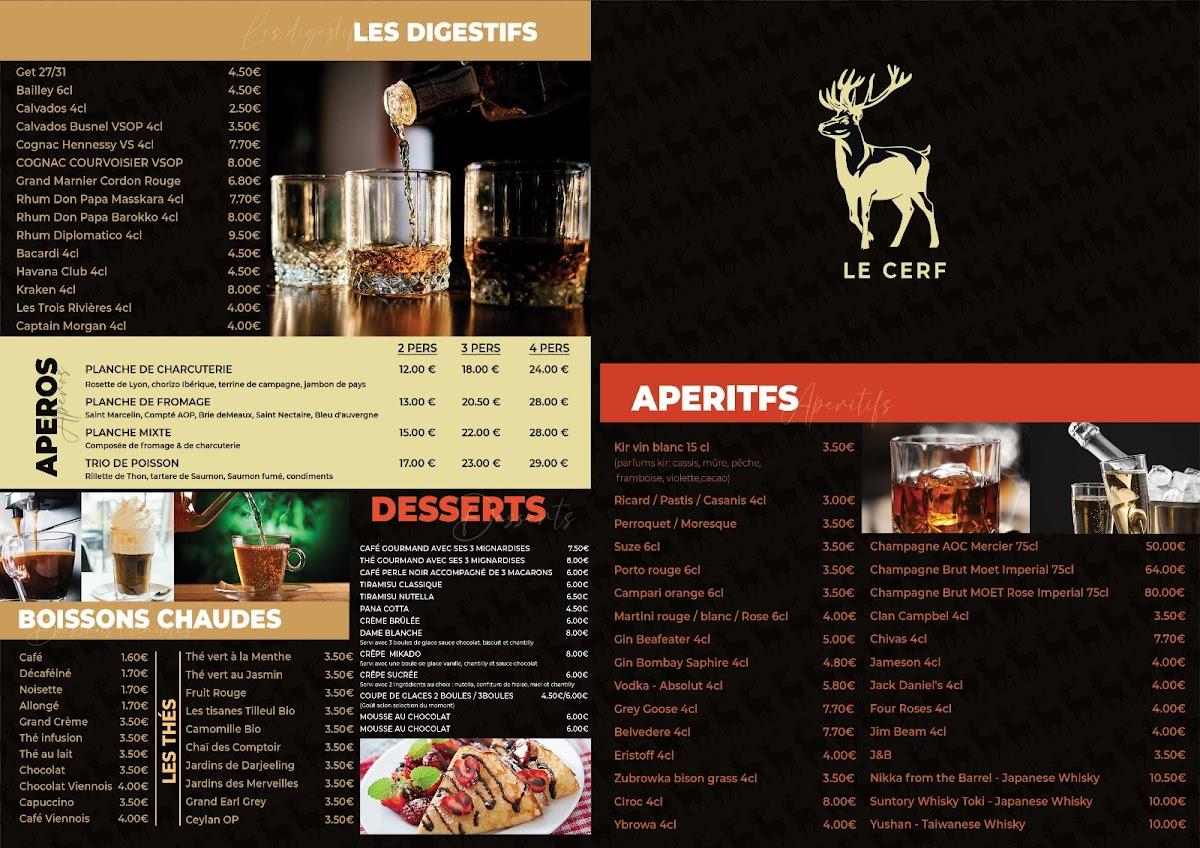 Menu au Le Cerf pub et bar, Chevreuse