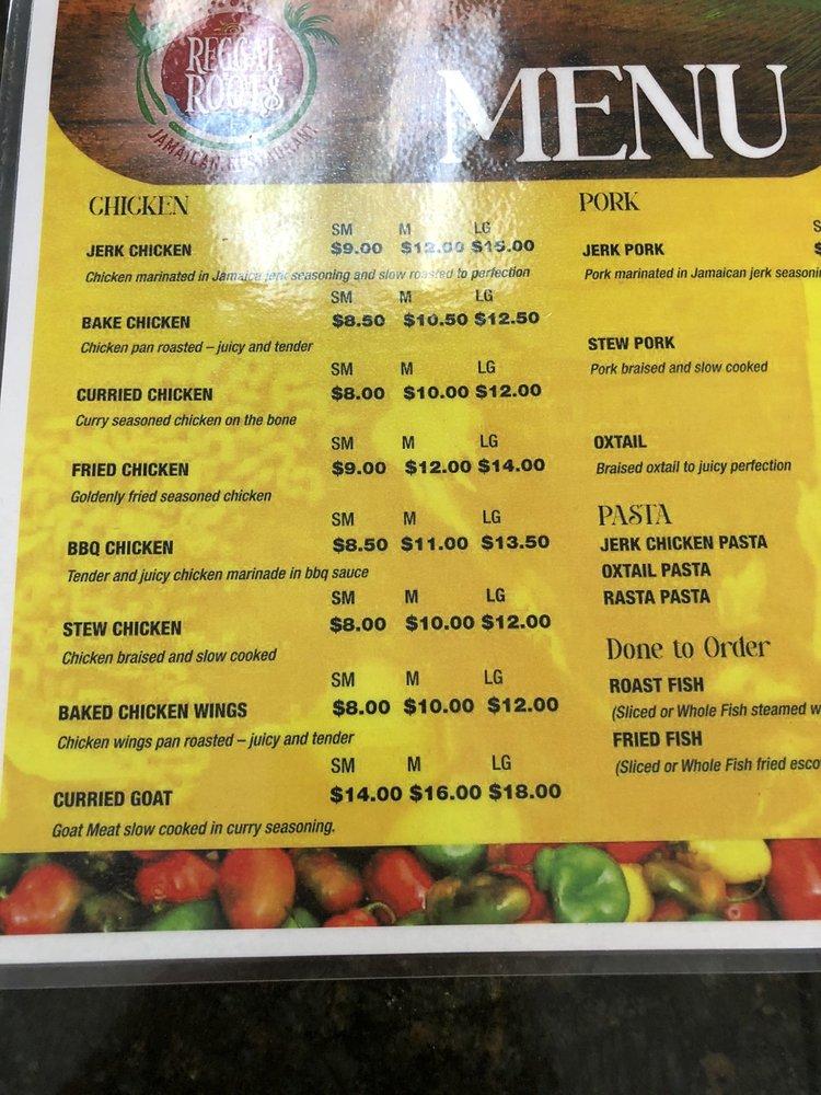 Menu at Reggae Roots Jamaican Restaurant, Fort Lauderdale