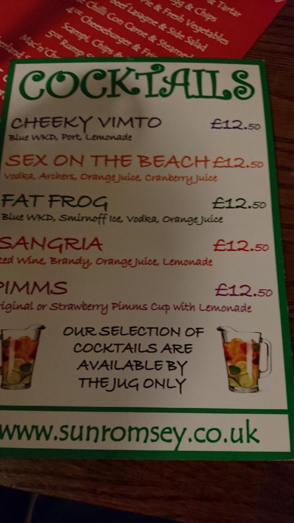 Menu at The Sun Inn pub & bar, Romsey