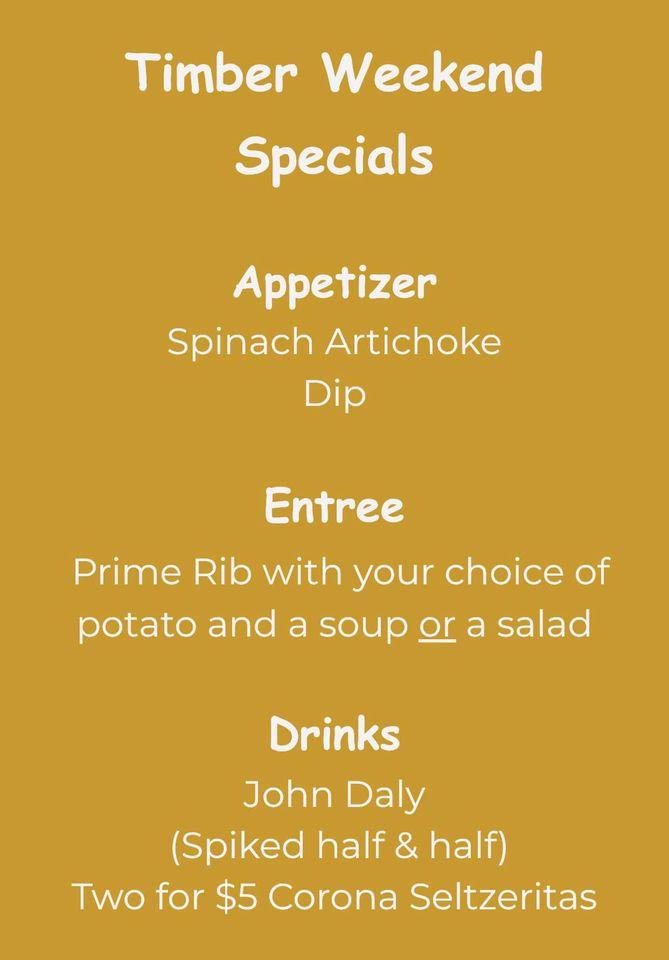 Menu at Timber Tavern pub & bar, Parishville