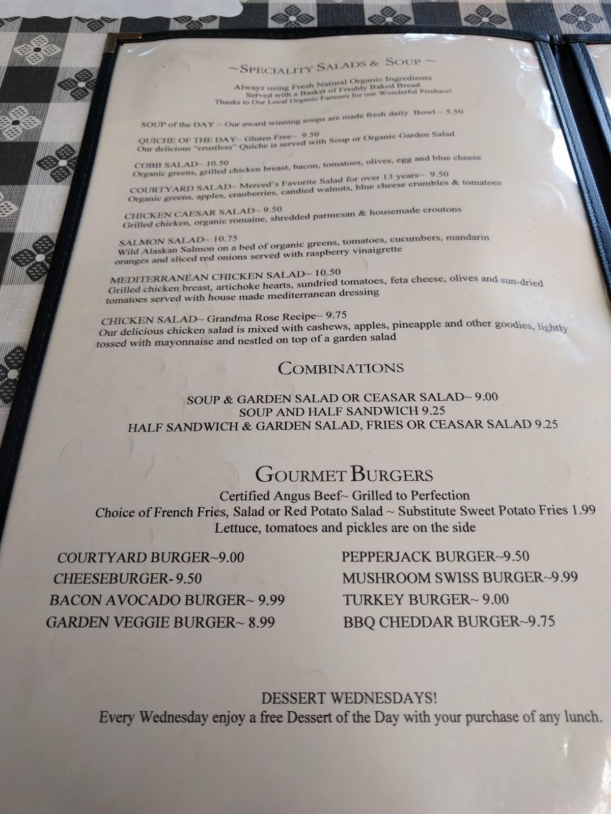 Menu at Toni's Courtyard Café cafe, Merced