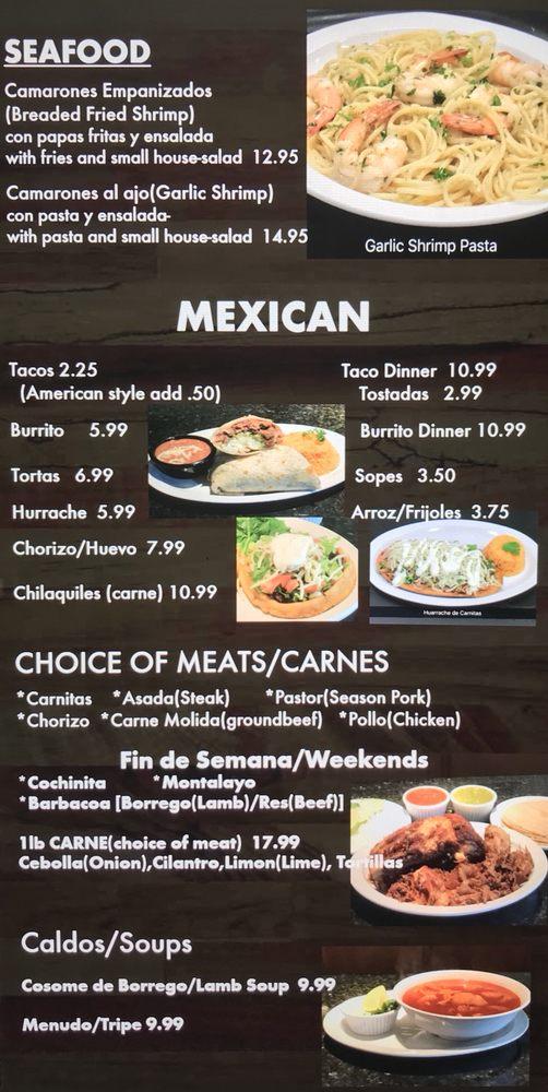 Menu at Esma's Restaurant and Carnitas Michoacanas, Kenosha