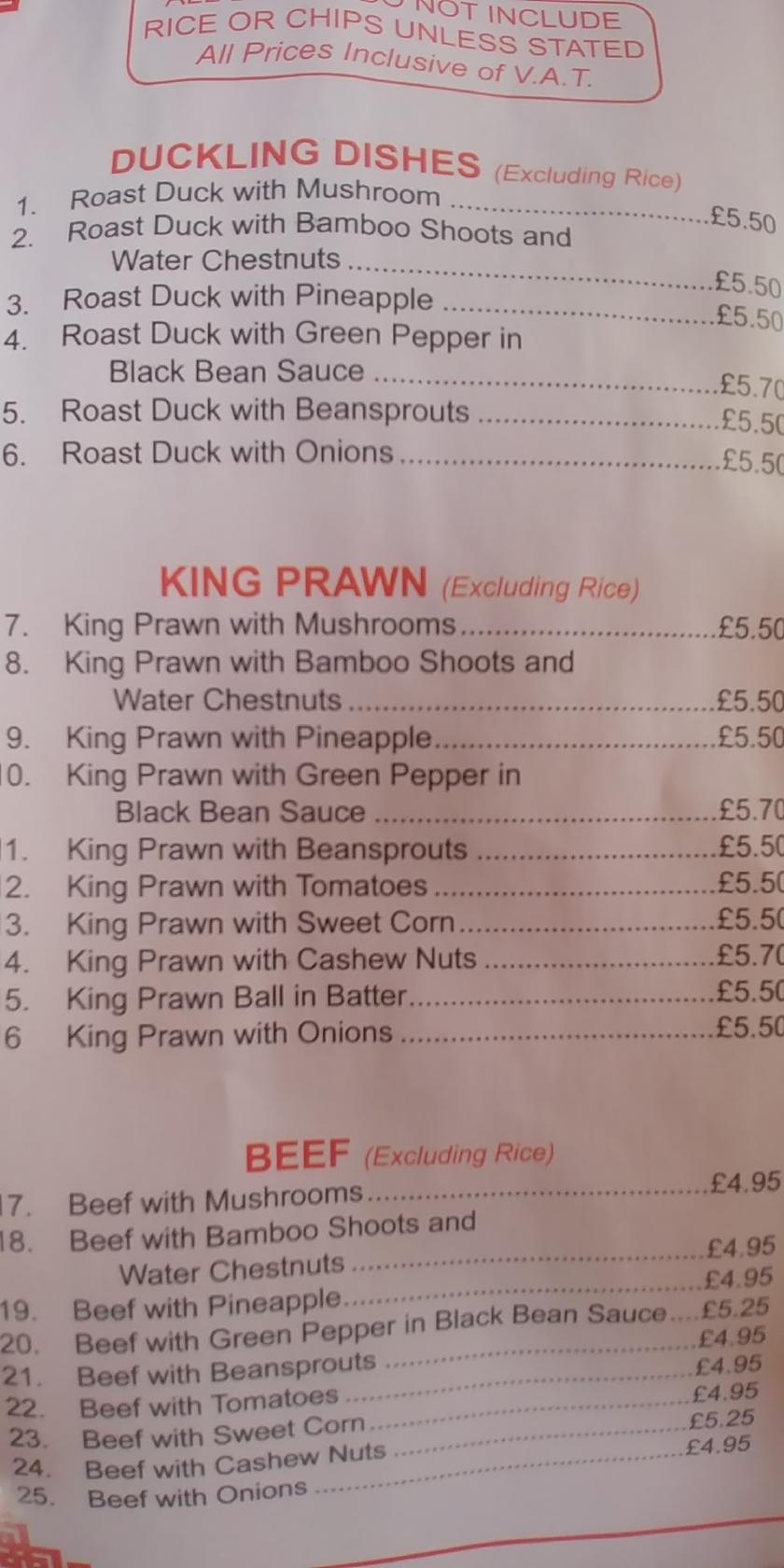 Menu at Golden Dragon restaurant, Evesham