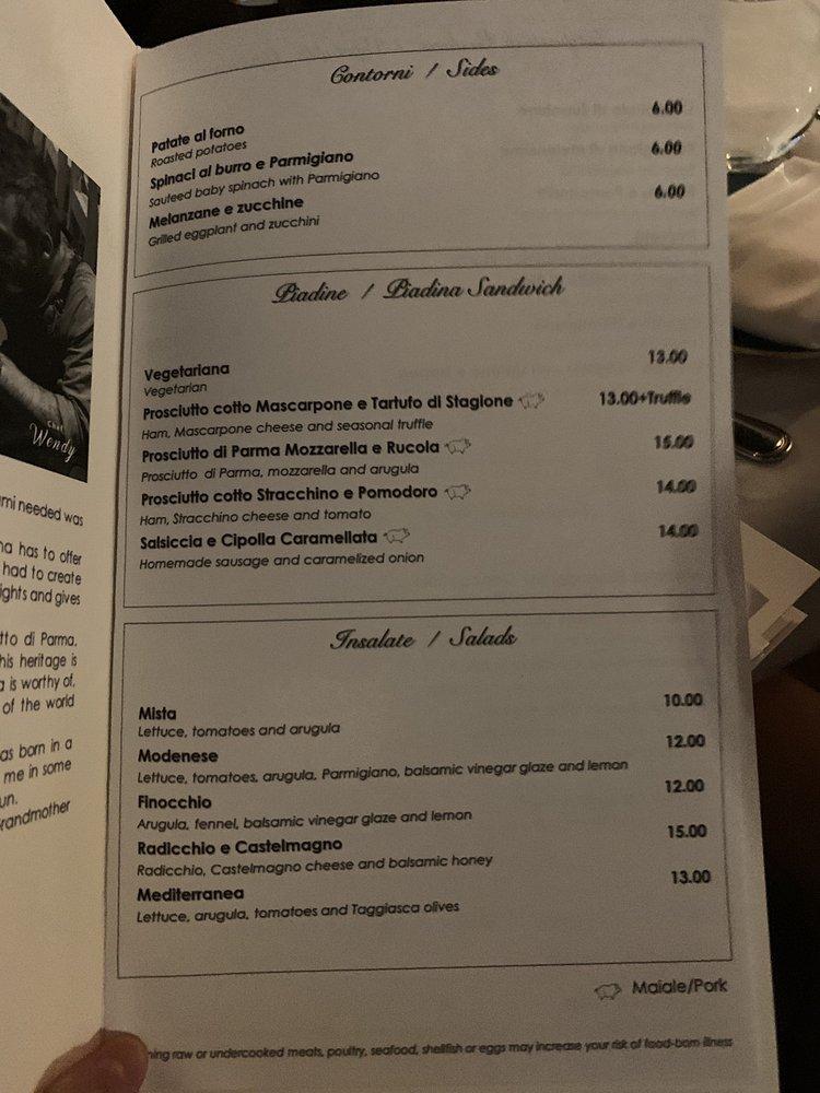 Menu at Nonna Beppa restaurant, New York City