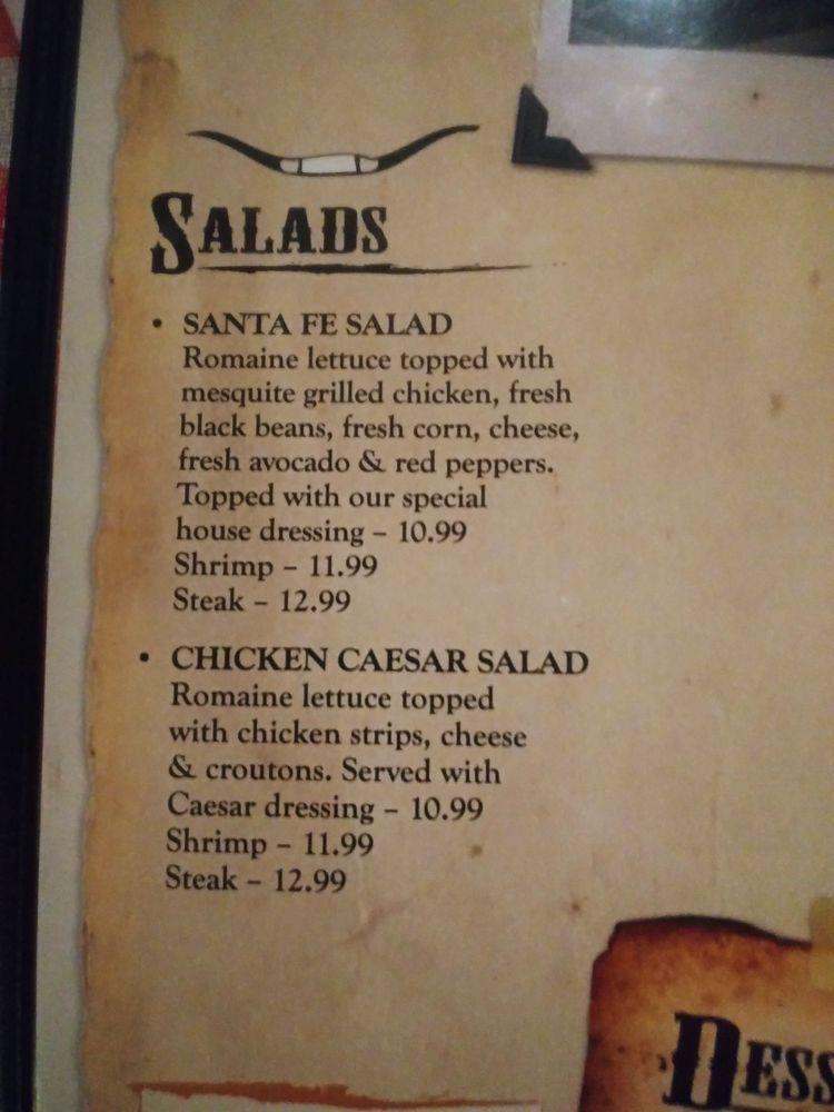 Menu at Parker Brothers Traildust Steakhouse, Sanger