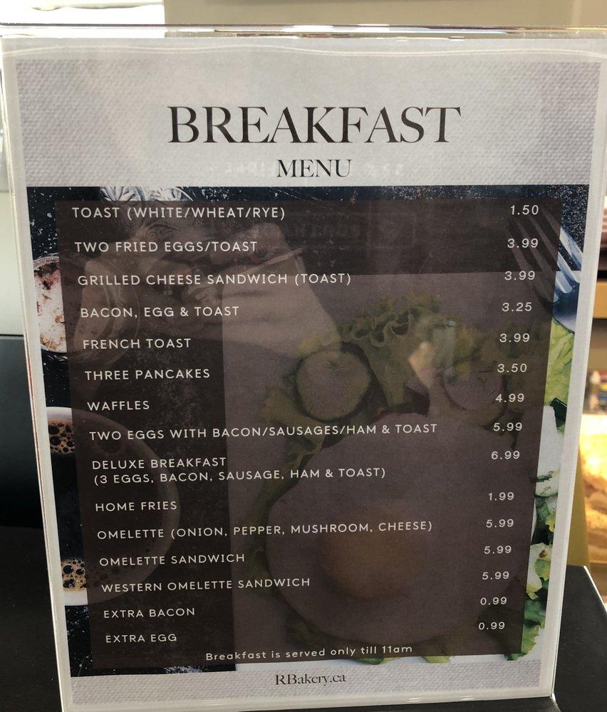 Carta de R Bakery Cafe, Toronto, 326 Marlee Ave