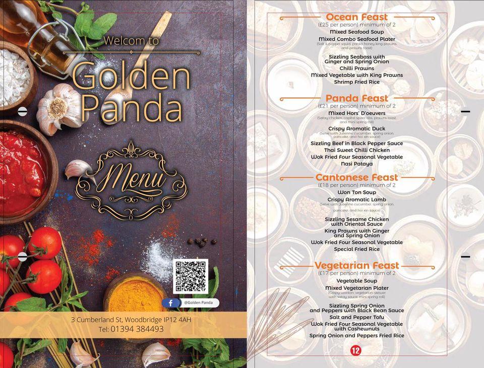 Menu at The Golden Panda restaurant, Woodbridge