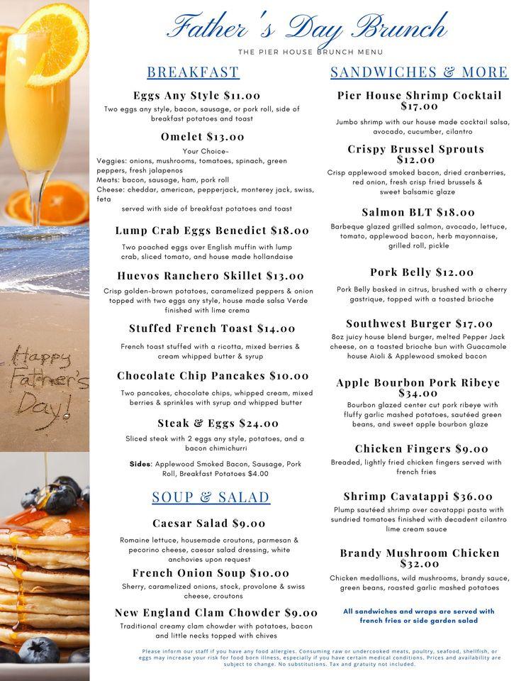 Menu at The Pier House pub & bar, Cape May