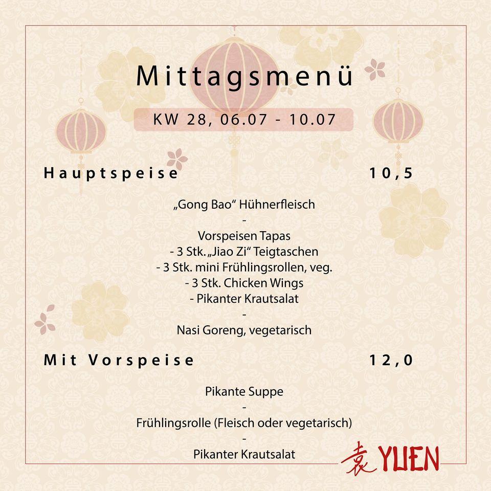 Menu at Yuen Restaurant, Salzburg