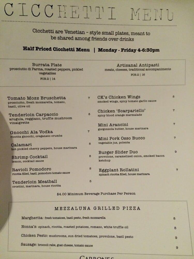 Menu at Carbone's Kitchen restaurant, Bloomfield
