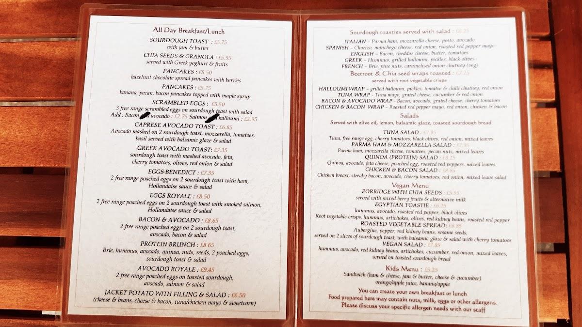 Menu at Chateau Café cafe, Stevenage