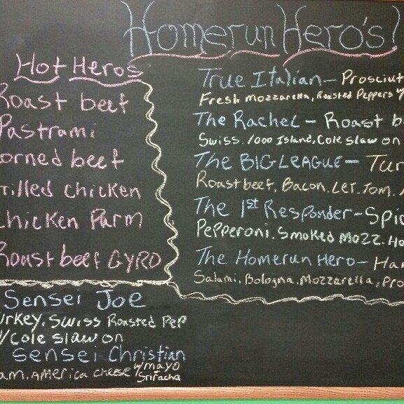 Menu at Homerun Hero's, Pocono Summit
