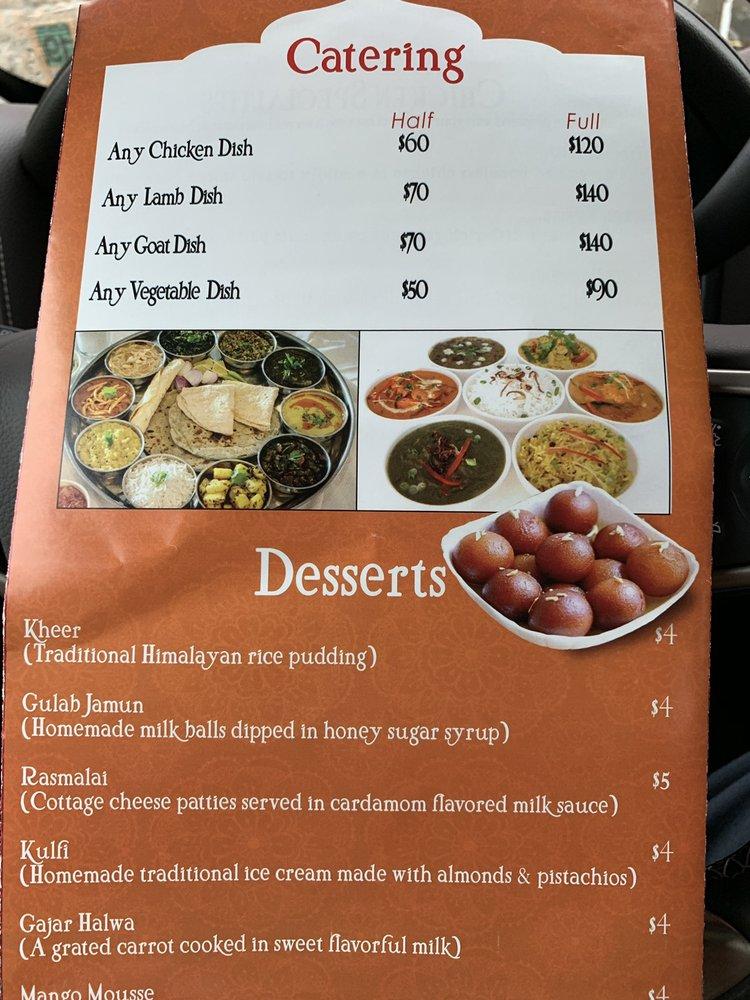 Carta del restaurante Khukuri Nepali Cuisine, Front Royal