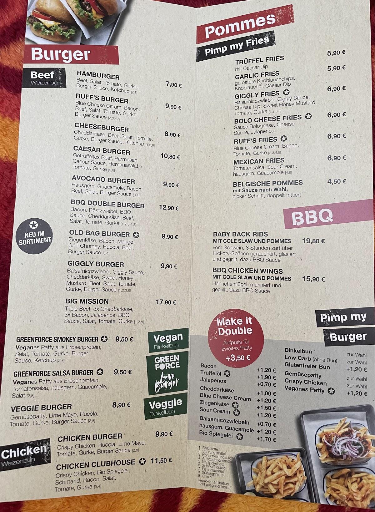 Menu at Ruff's Burger Therme Erding restaurant, Erding