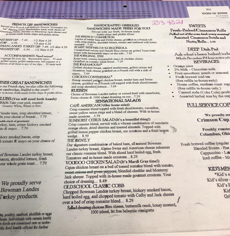 Menu at The Heights Cafe, Huber Heights, Chambersburg Rd