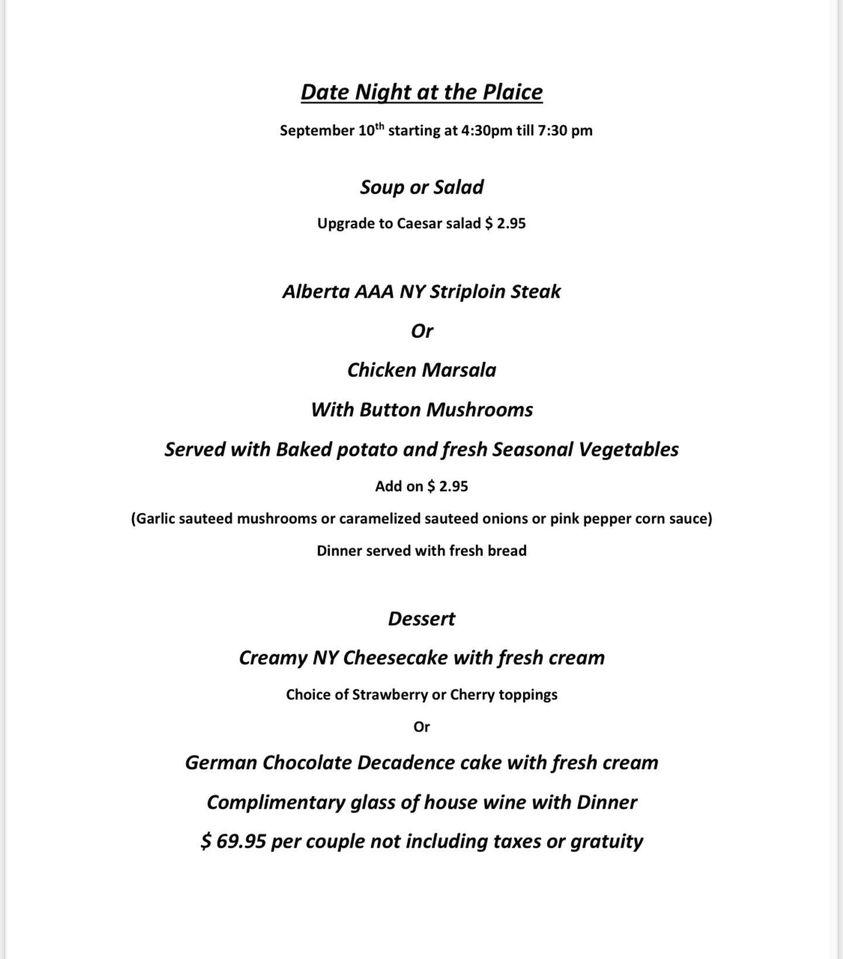 Menu at The Plaice Bar & Grill, Fort Erie