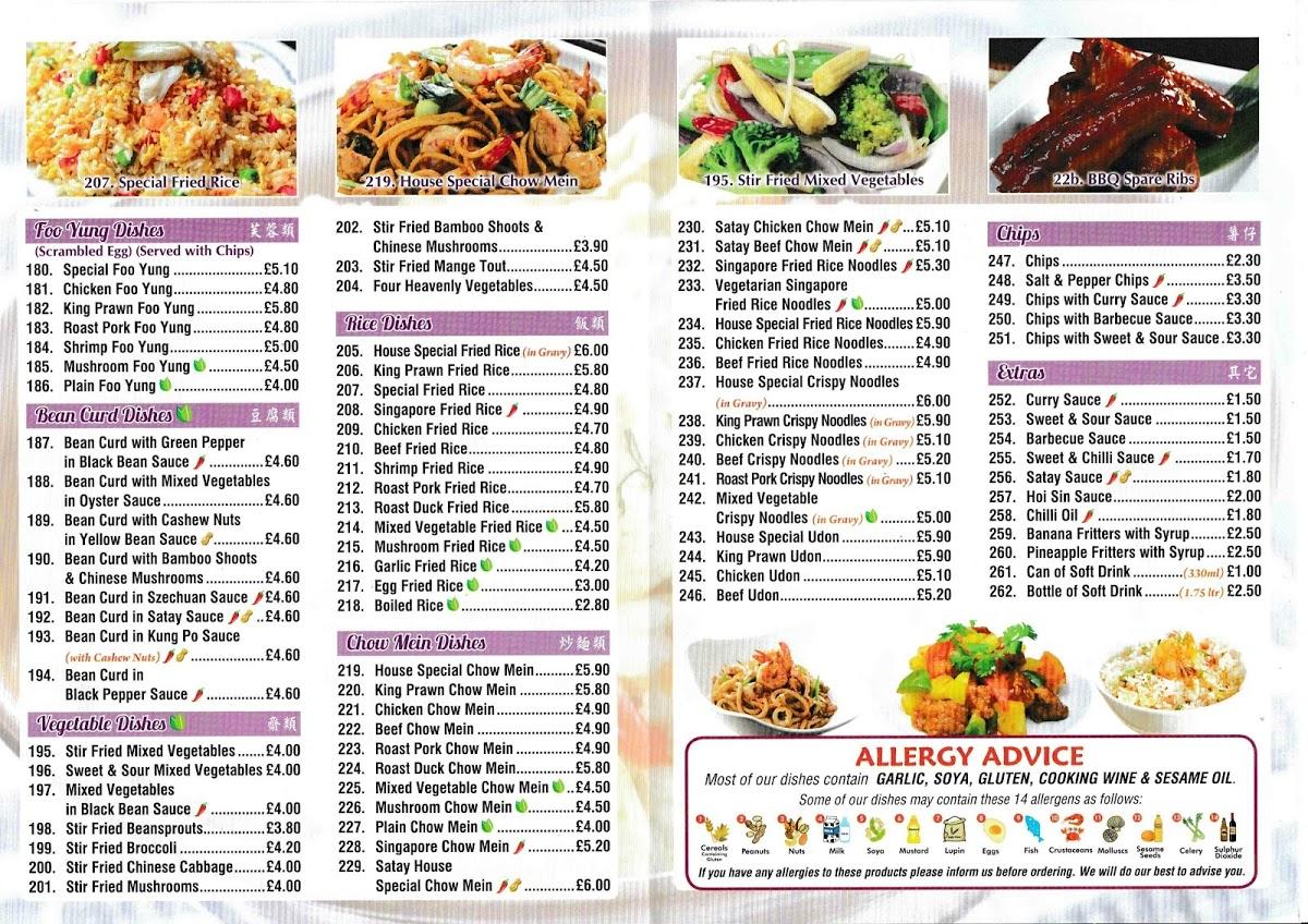 Menu at Yongs Take Away Food Shops fast food, Hastings