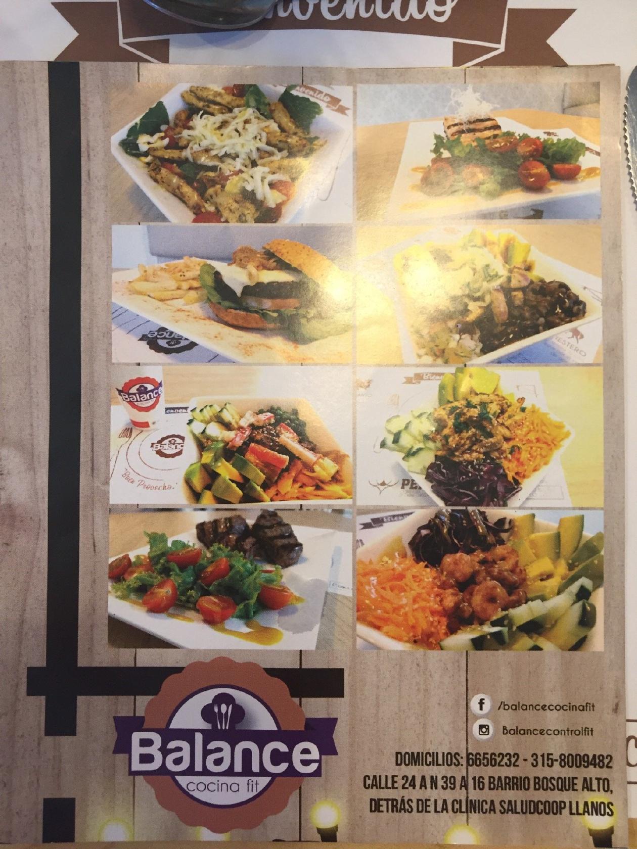 Menu at Balance Cocina Fit restaurant, Villavicencio