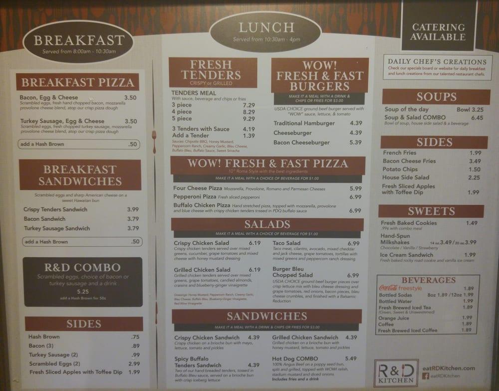 Menu at PDQ Test Kitchen restaurant, Tampa