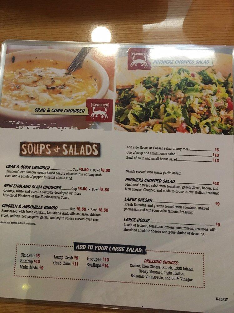 Menu at Pinchers restaurant, Marco Island