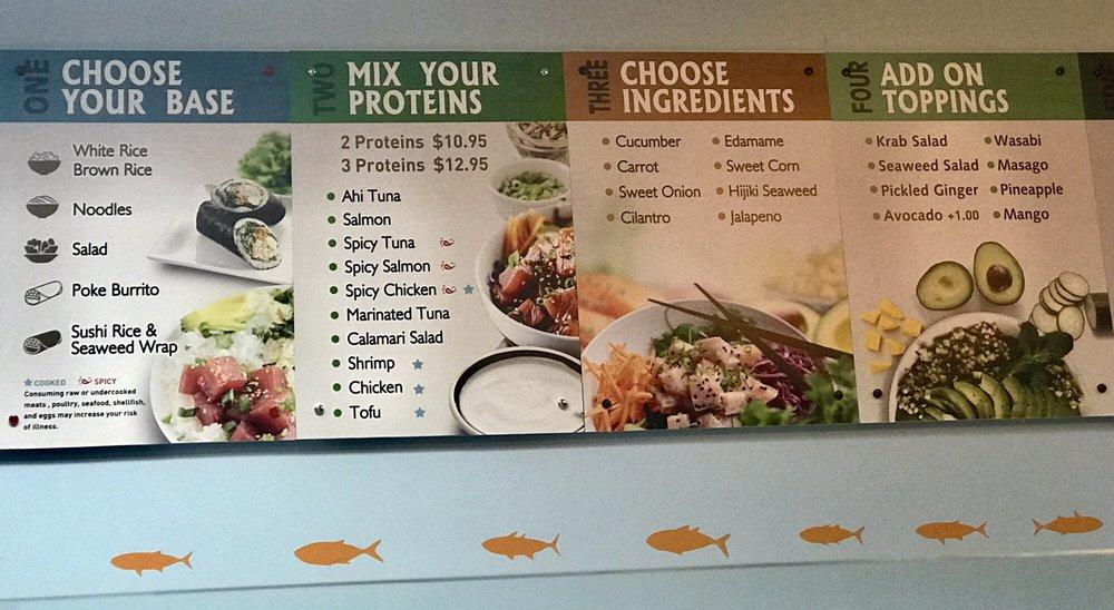 Menu at Poké Falls restaurant, Wesley Chapel