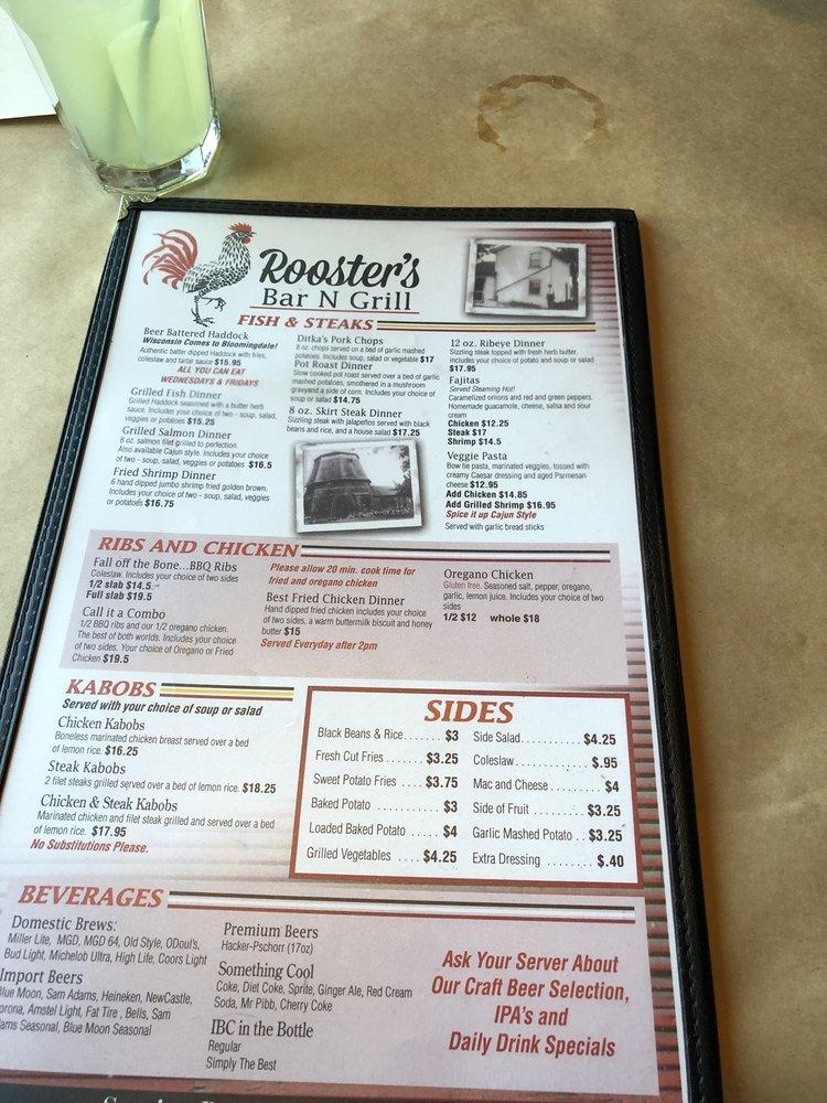 Menu at Rooster's Barn & Grill, Bloomingdale