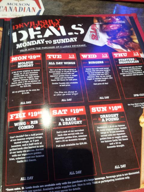 Menu at St. Louis Bar & Grill, St. Albert