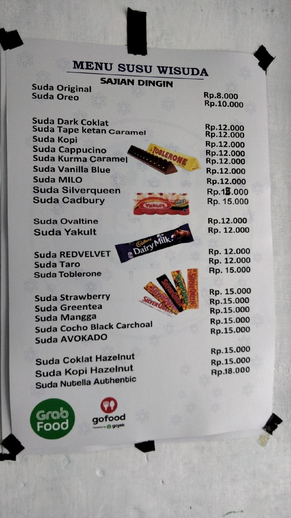 Menu at Susu wisuda cafe, Sendangadi