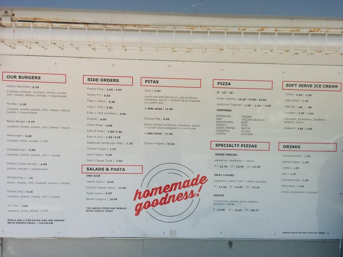 Menu at Vicky's Drive Inn restaurant, Ste. Anne