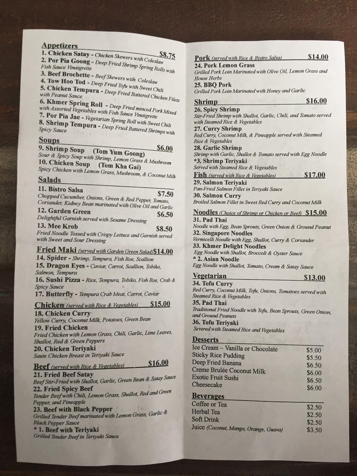 Menu at Asian Bistro restaurant, Casselman, 646 Principale St