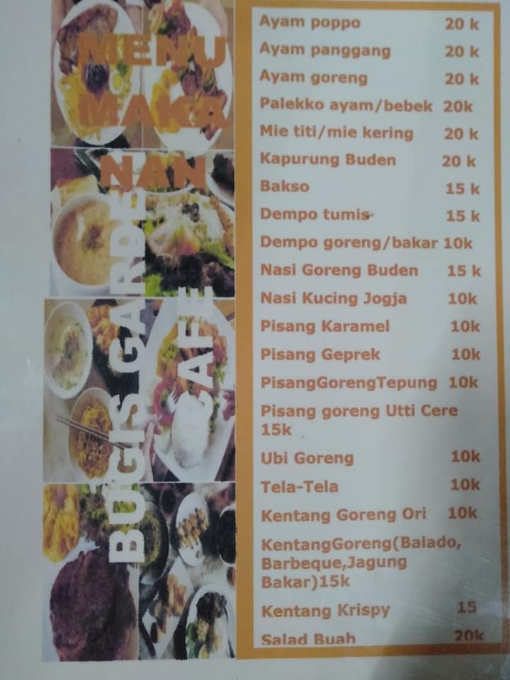 Menu at Bugis Garden Cafe, Masumpu