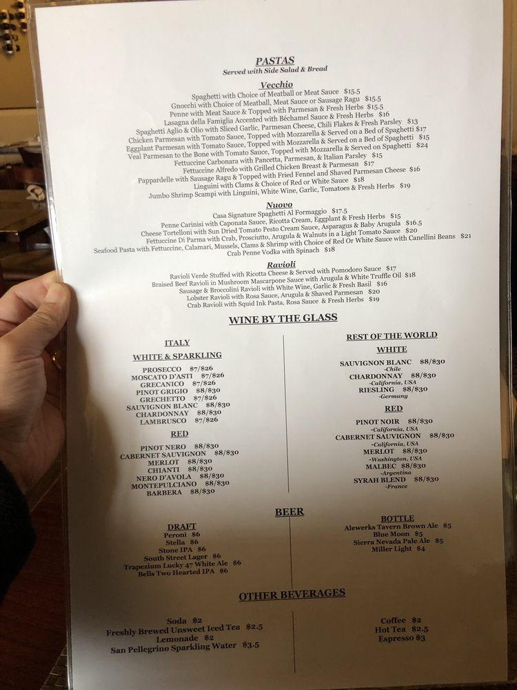 Menu at Casa Italiana Restaurant, Richmond