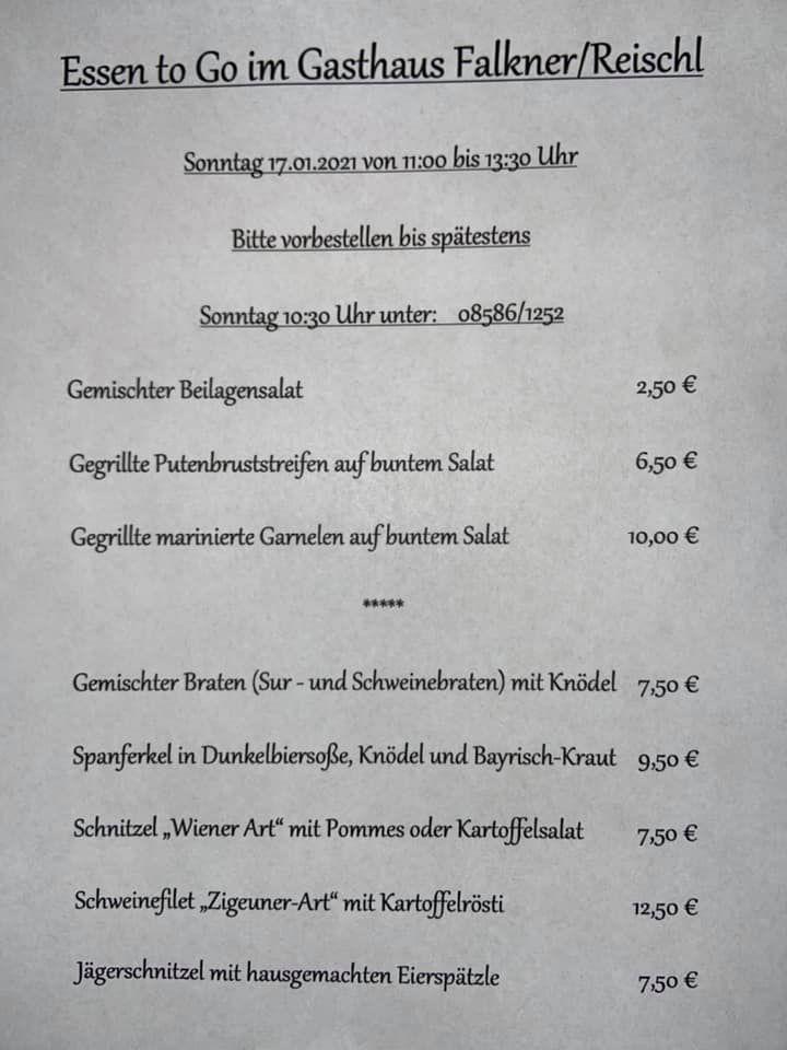 Speisekarte von Gasthaus Falkner-reischl Inh. Markus Reischl restaurant ...