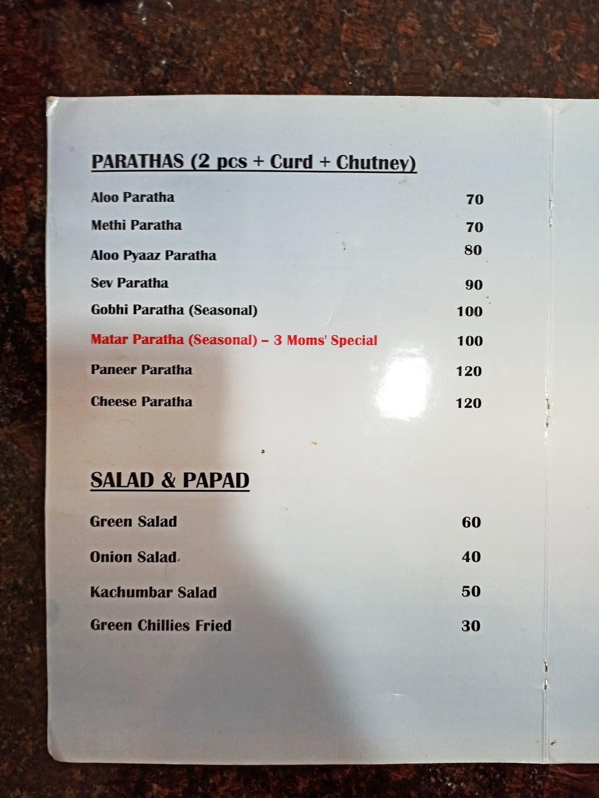 Menu at 3 Moms' Kitchen, Indore