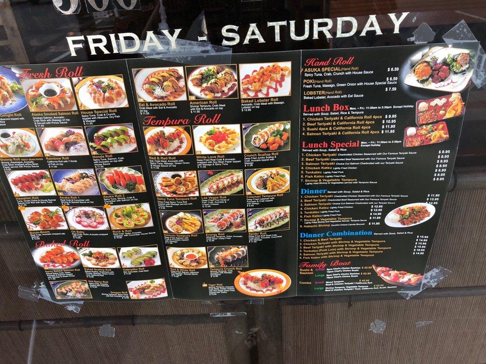 Menu at Asuka Japanese Cuisine restaurant, Fresno