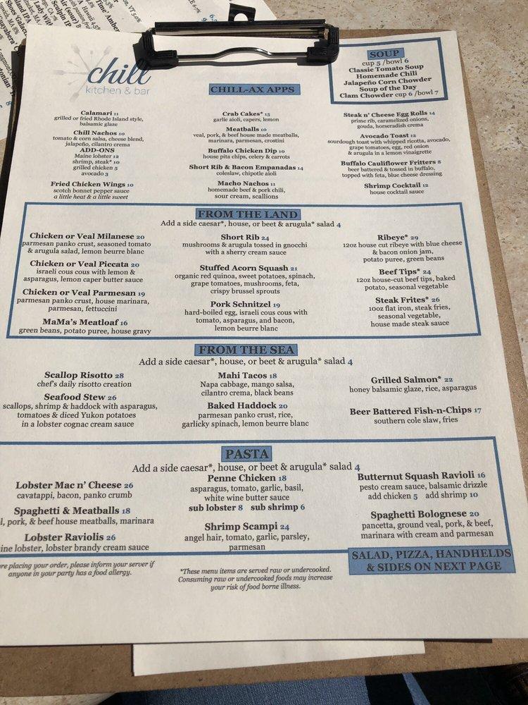 Menu at Chill Kitchen and Bar, Marlborough